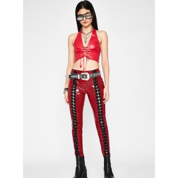 Dolls Kill | Pants & Jumpsuits | Dolls Kill Vinyl Cheetah Lace Up Pants ...